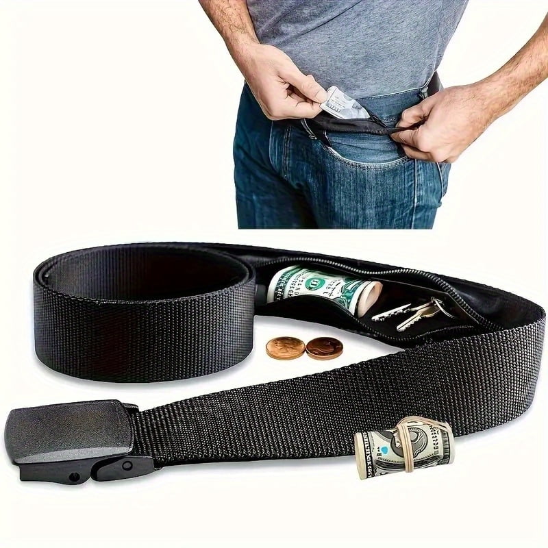 Travel Security Belt with Hidden Money Pocket - TSA Approved Nylon Anti ...