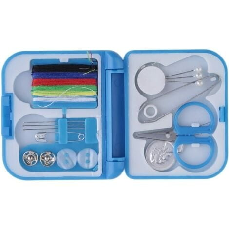 Travel Sewing Kit Thread Needles Mini Case Plastic Scissors Ribbon Pin ...