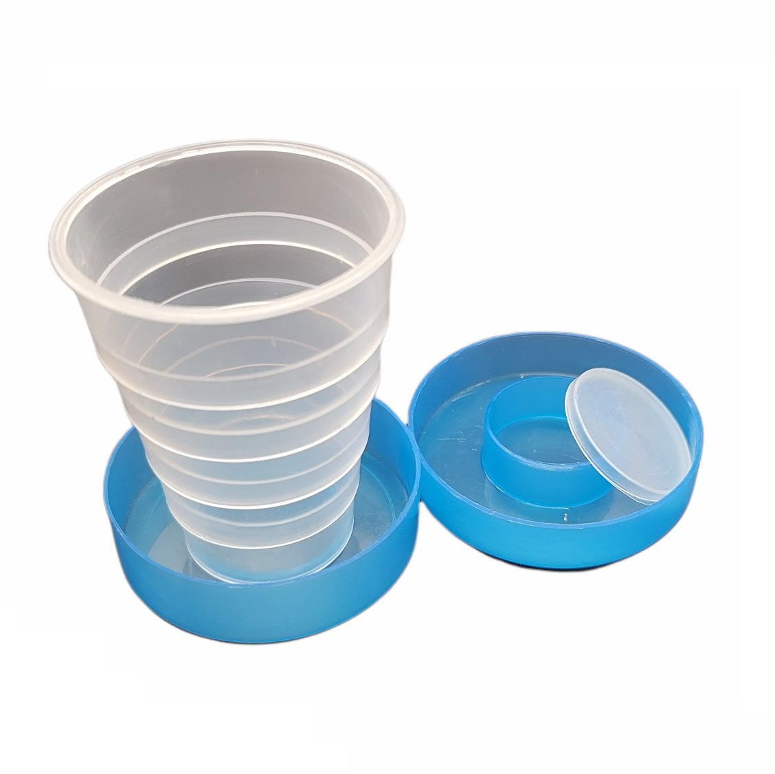 Travel Size Collapsible Drinking Cup and Built In Pill Box Case - Blue ...