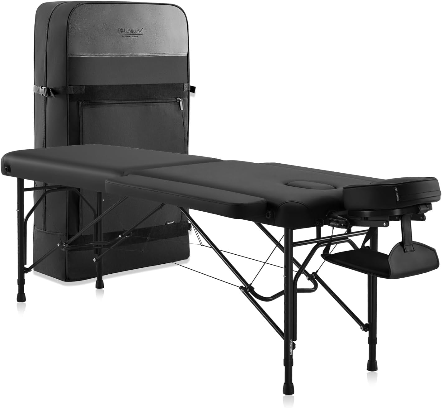 Travel Sized Mobile Aluminum Portable Massage Table Spa Bed Package 302 Halia Black With Side