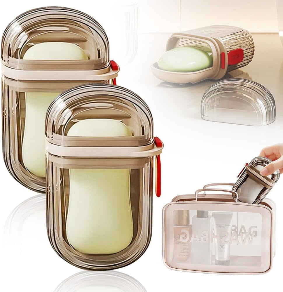Travel Soap Case, Portable Bar Soap Container with Lid, Leak Proof, 2 ...