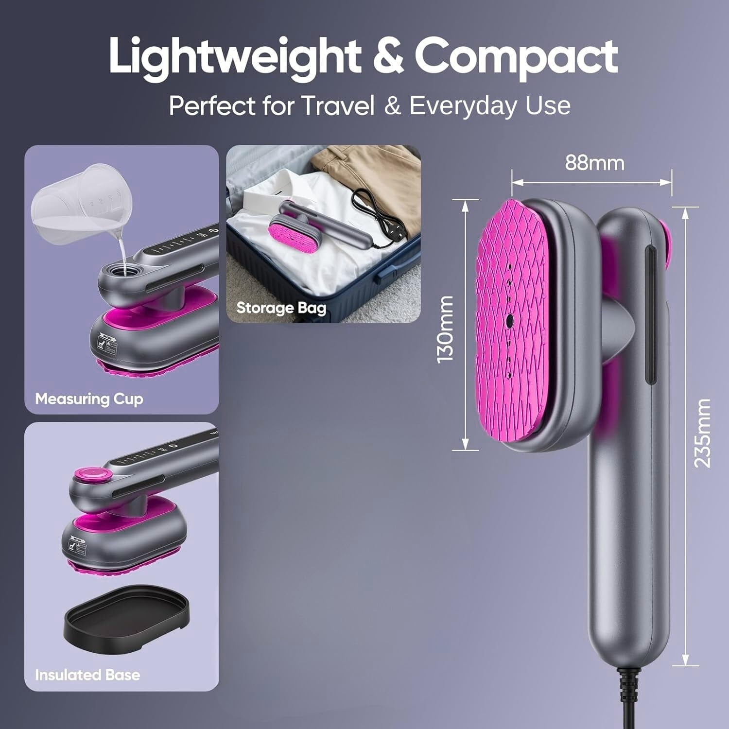 Travel Steamer for Clothes, Portable Travel Garment Steamer, 2-in-1 ...