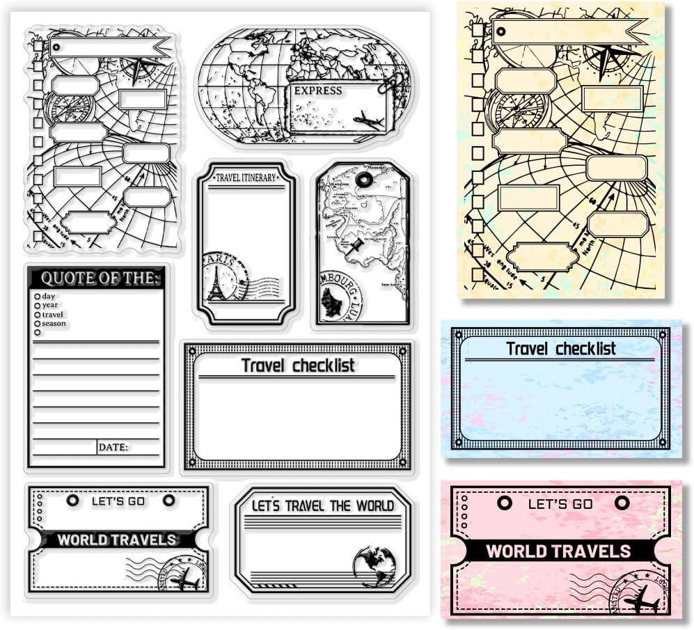 Travel Tags Clear Stamps Travel Checklist Seal Stamps Journey Postcard ...