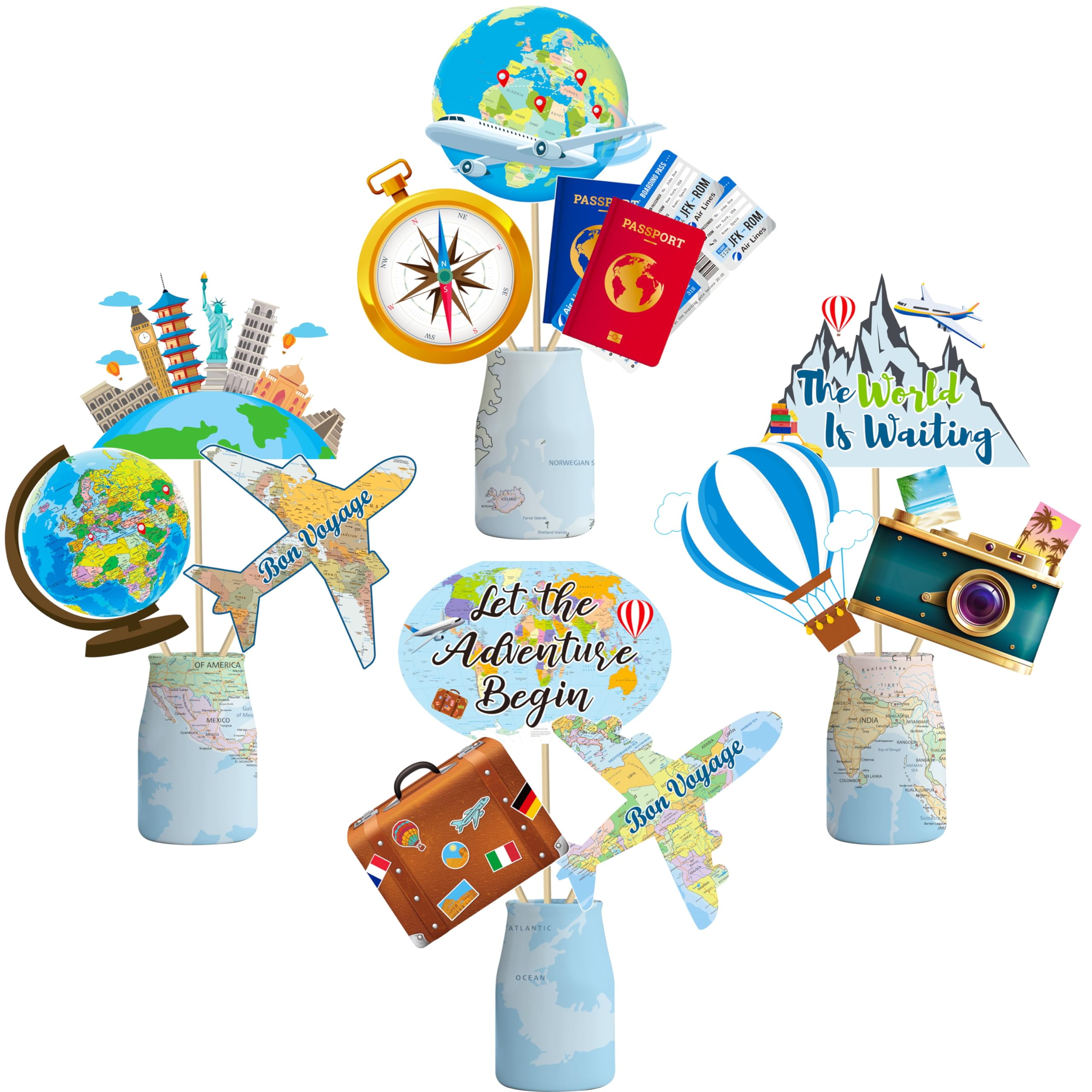 Travel Theme Centerpiece Sticks Let The Adventure Begin Centerpiece ...