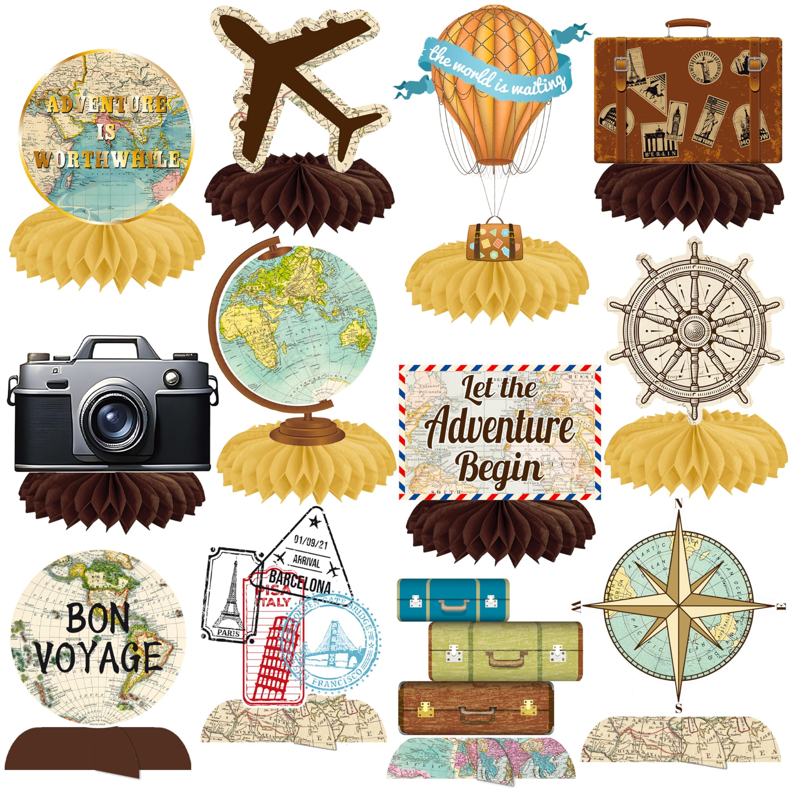 Travel Theme Party Centerpieces for Table AIS1 Vintage Bon Voyage ...