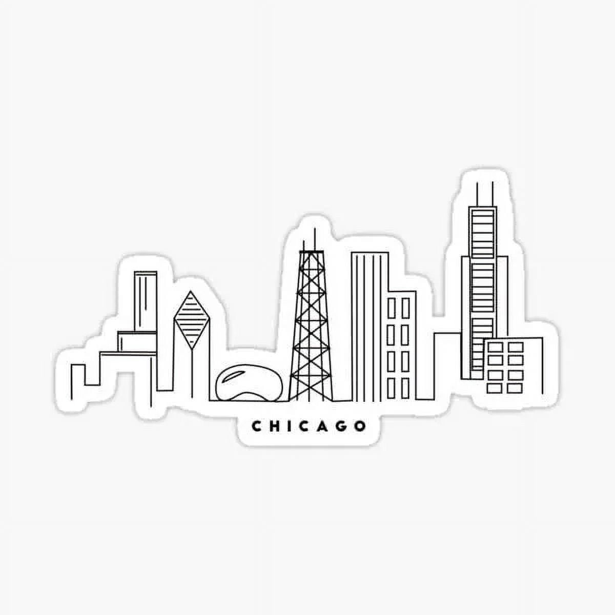 Travel To Chicago Illinois Skyline Line Art Destination Sticker Phone ...