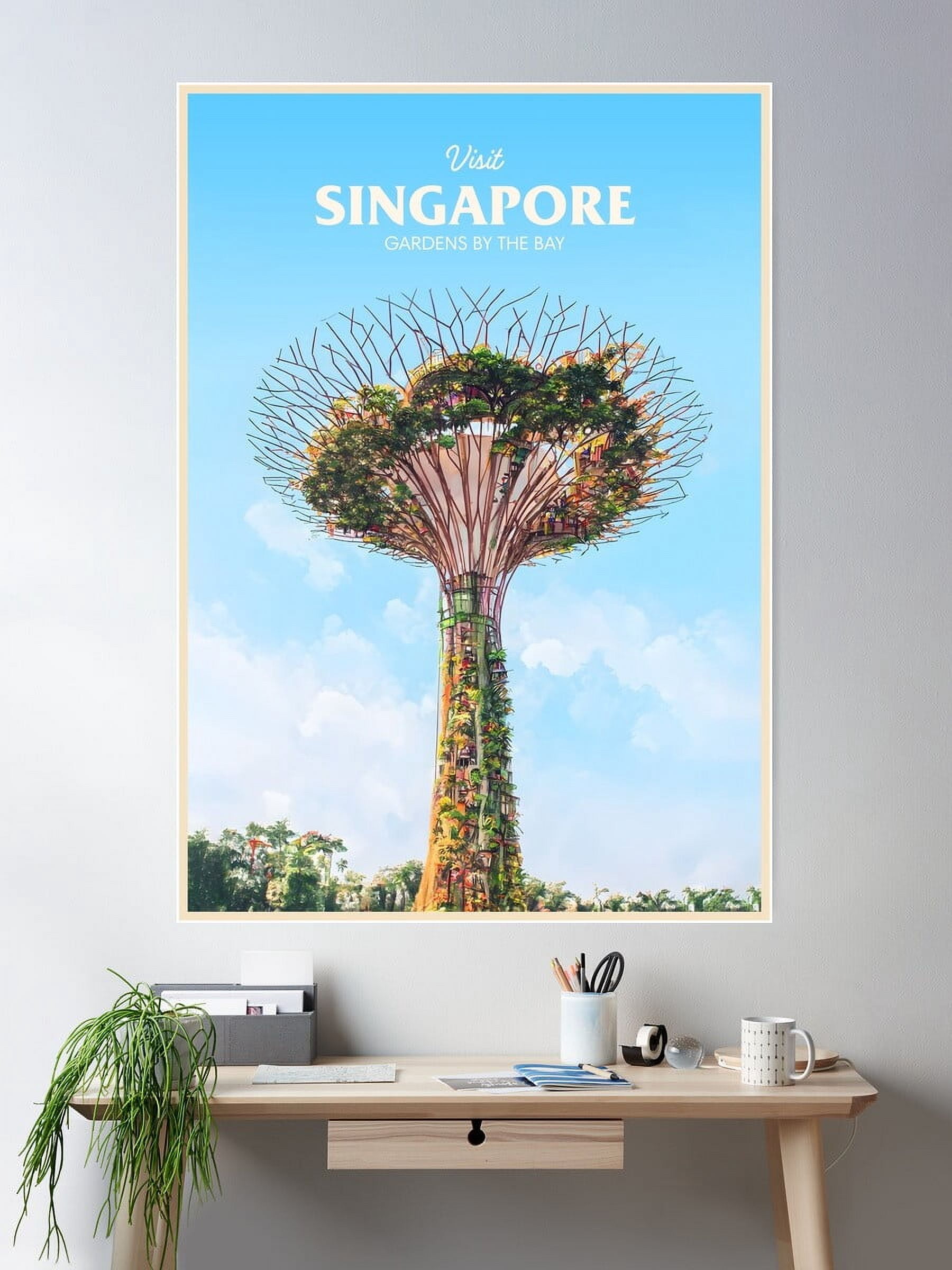 Travel To Singapore Poster Wall Art, Modern Wall Decor For Living Room ...