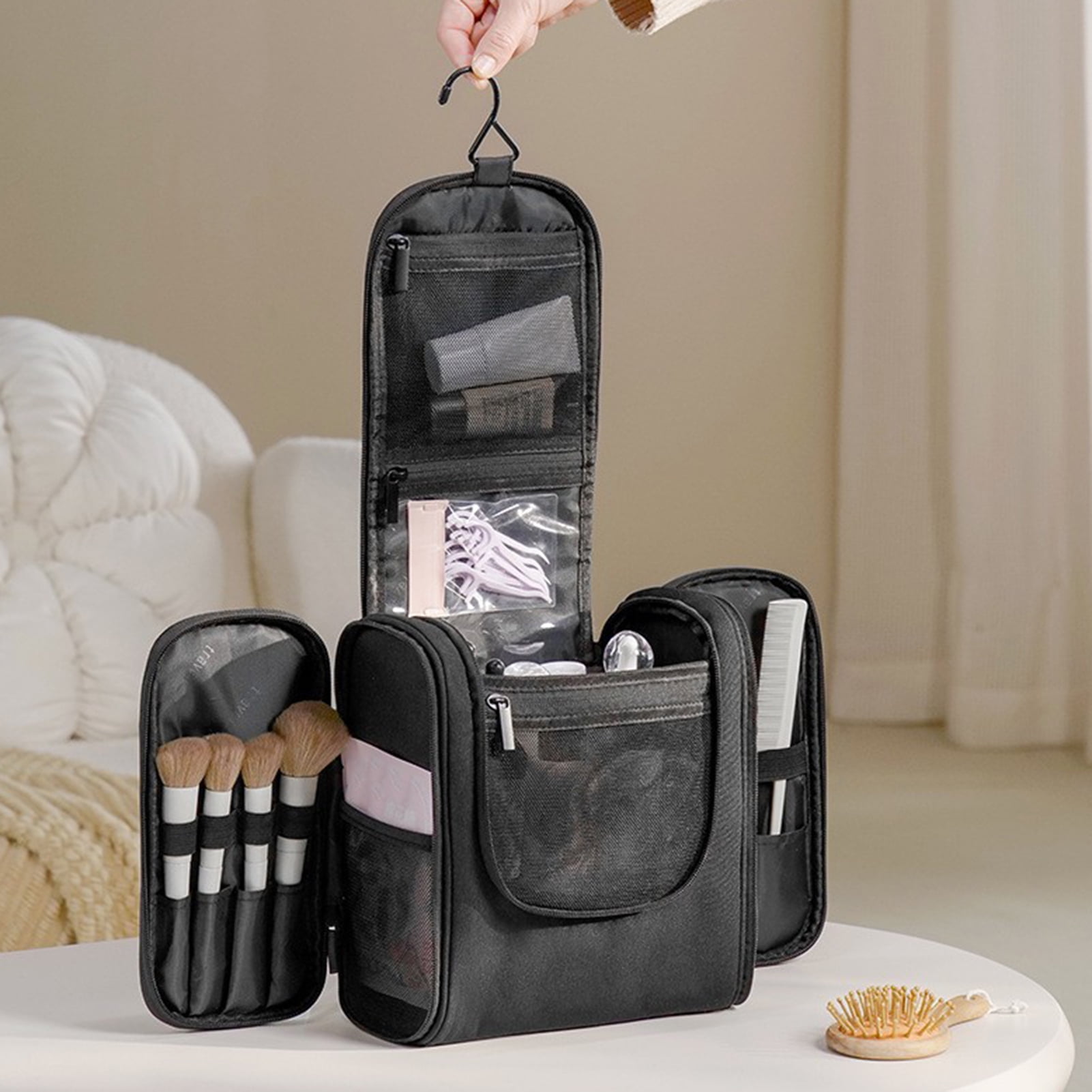 Travel Toiletry Bag with Hook Waterproof U-shaped Opening Multiple ...