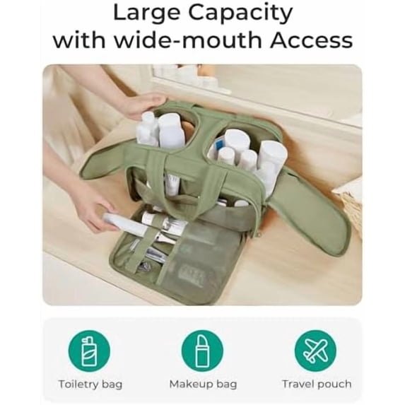 Travel Toiletry Bag, Lightweight Large Wide-open Travel Bag for Women ...