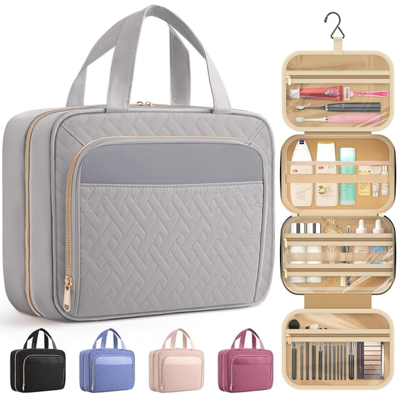 Travel Toiletry Bag for Women & Men, Bag with Hook and Multiple Pockets ...