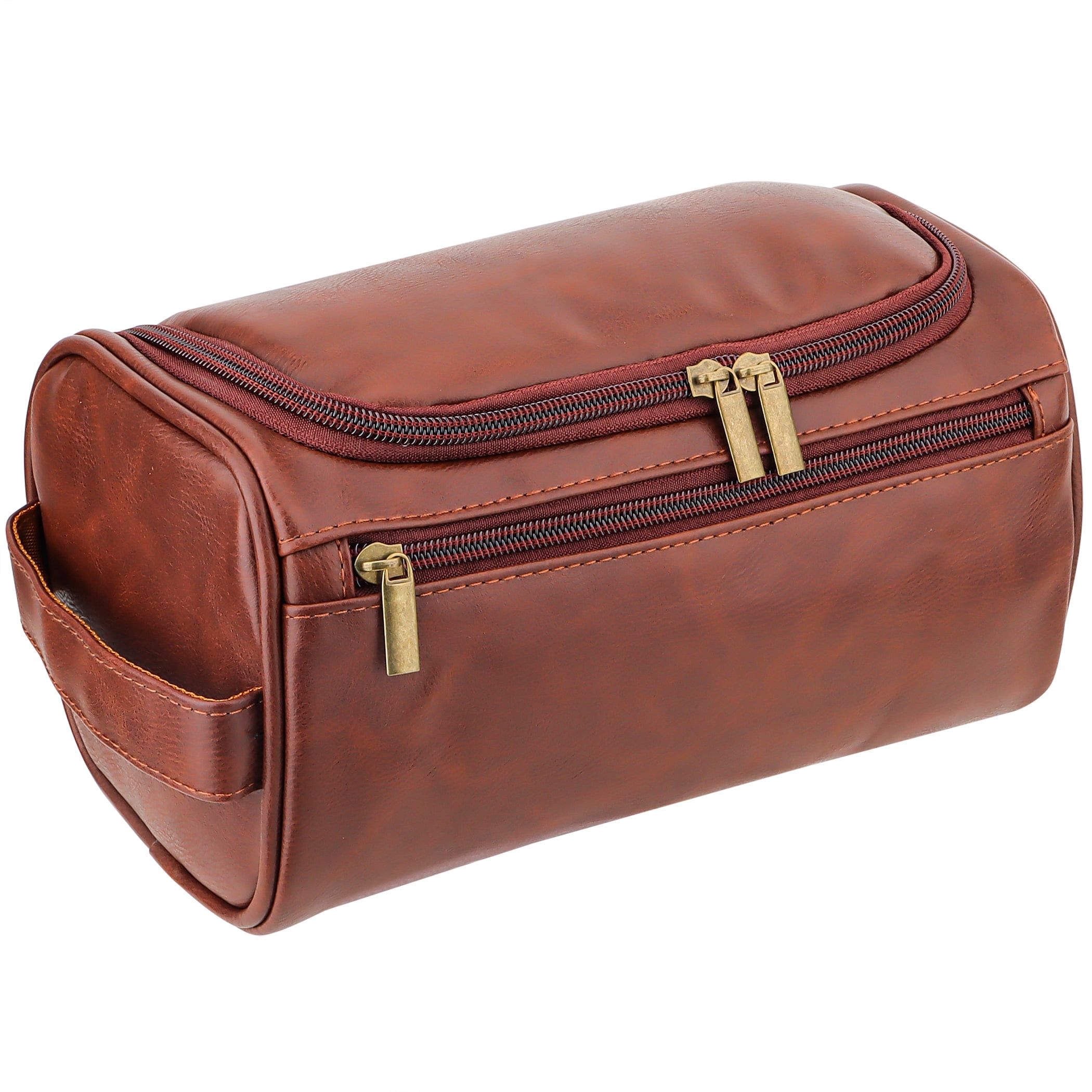 Men's Waterproof Travel Toiletry Bag, 3-in-1 Leather Wash Bag, Bathroom ...