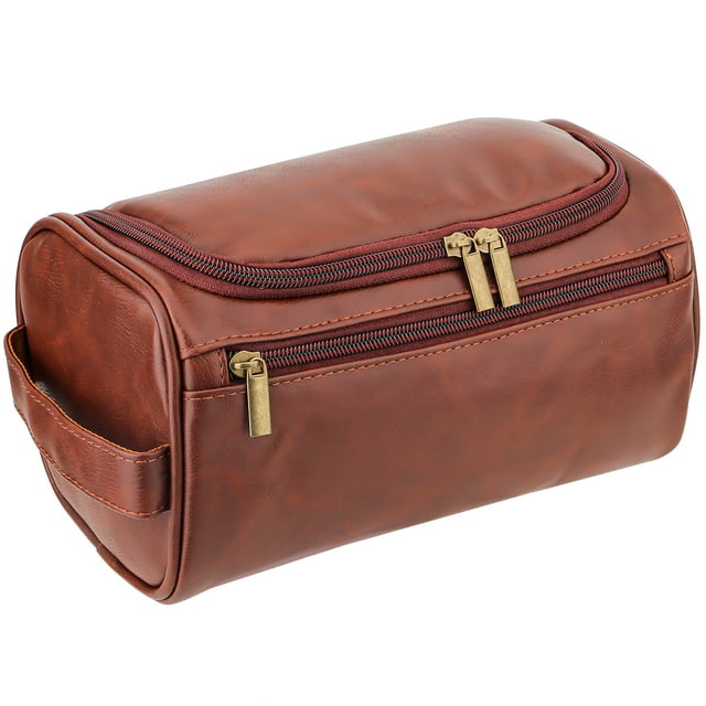 Men's Waterproof Travel Toiletry Bag, 3-in-1 Leather Wash Bag, Bathroom ...