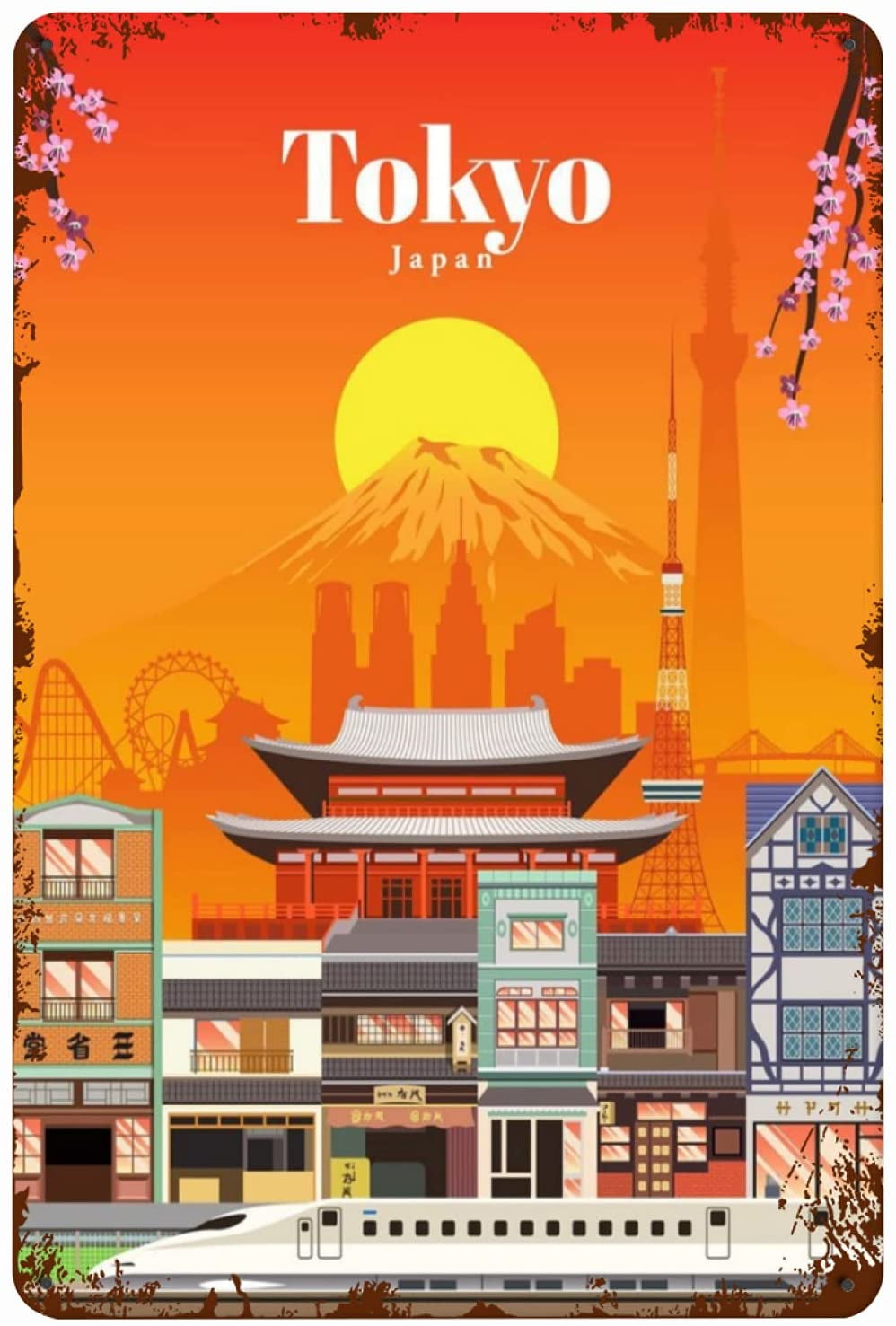 Travel to Tokyo Aluminum Signs Metal Vintage Pub Aluminum Sign Wall ...