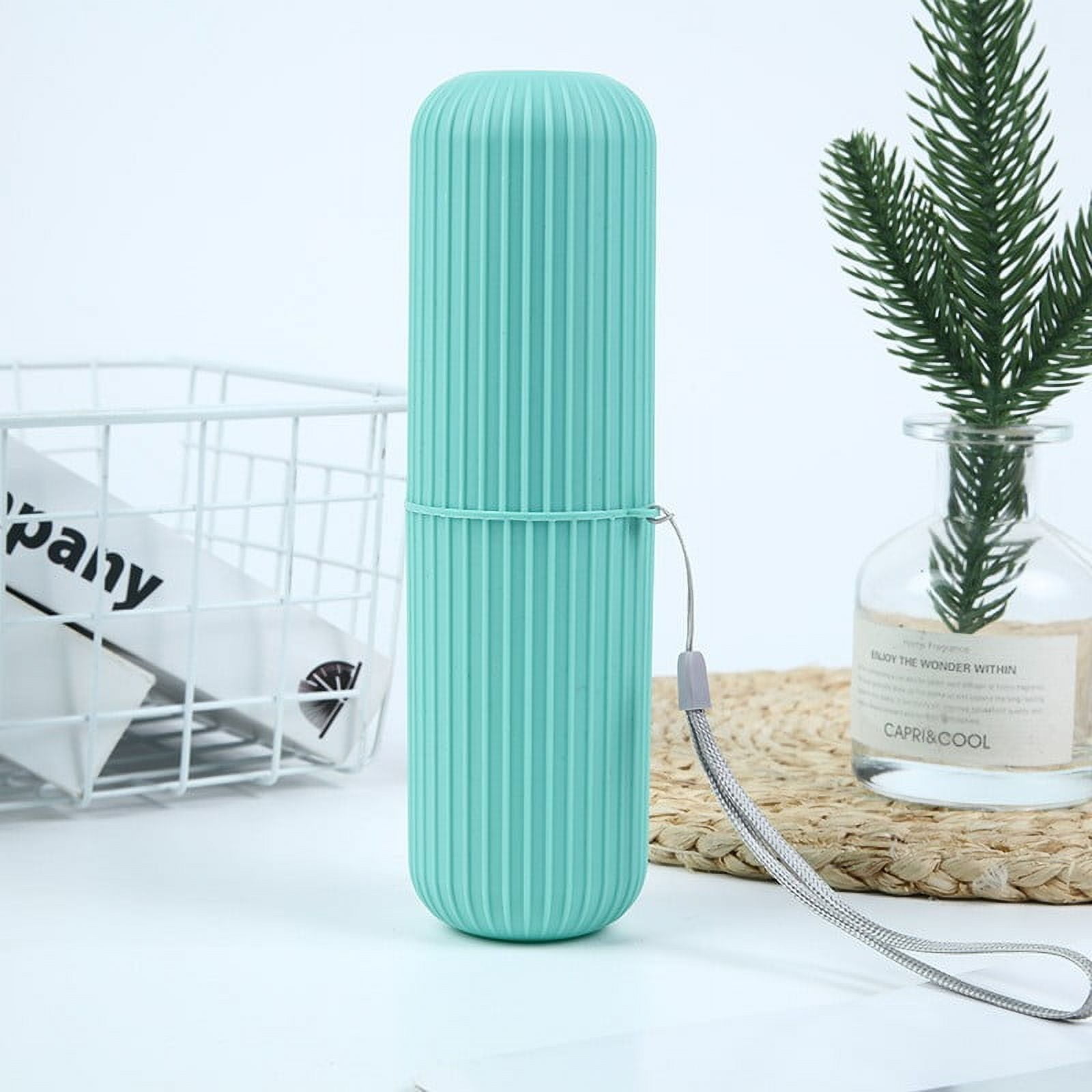 Travel Toothbrush Box Vertical Stripe Portable Mouthwash Cup Brushing ...