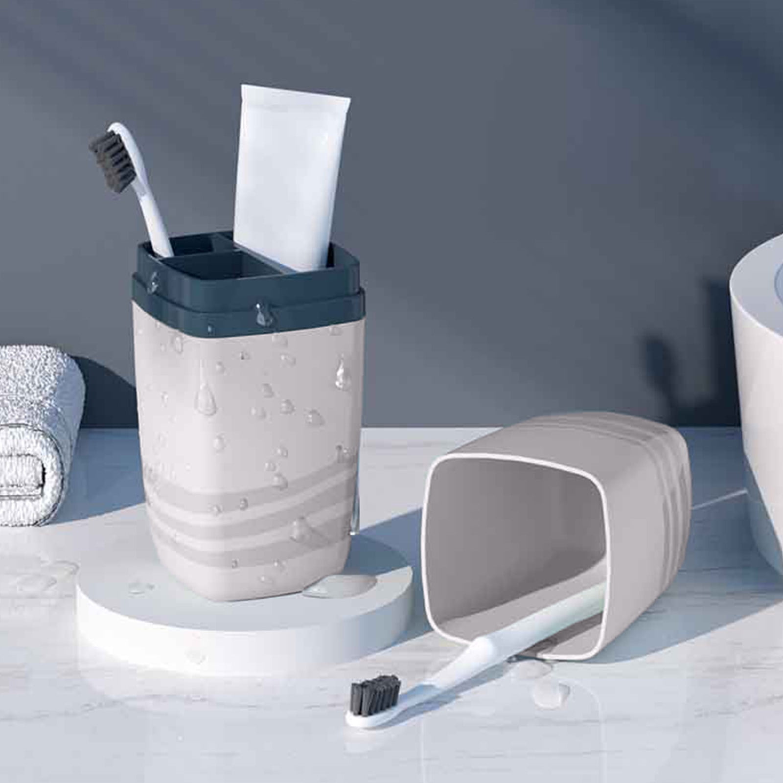 Travel Toothbrush Cup Set | Portable Toothbrush Holder & Mouthwash Cup ...