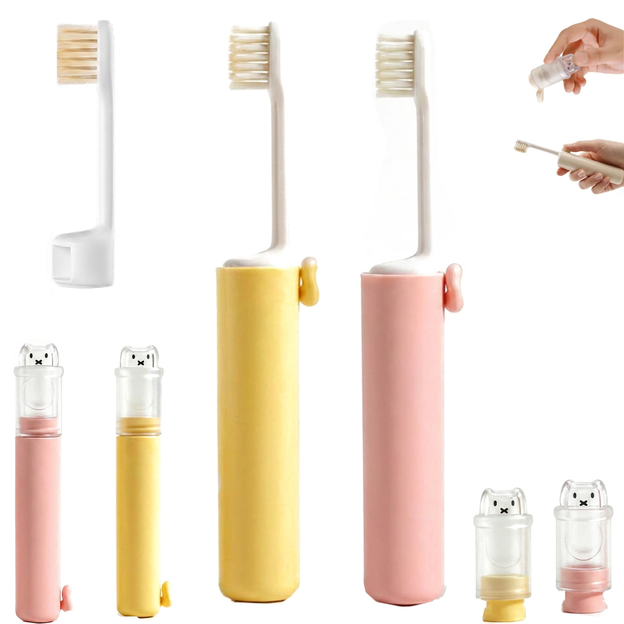 Travel Toothbrush Set, 2 in 1 Portable Travel Toothbrush with Cover and ...