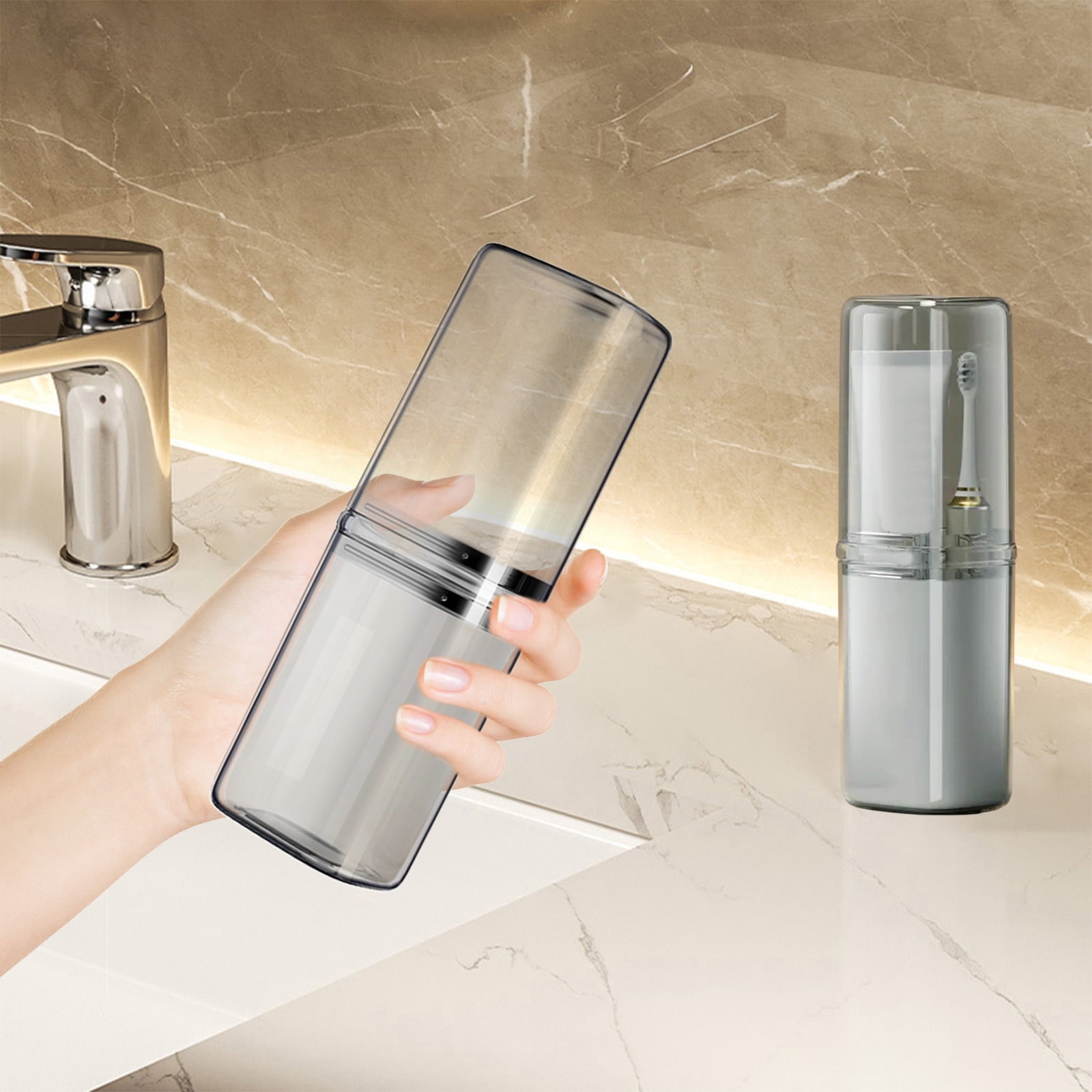 Travel Toothbrush Set-3-Piece Portable Toothbrush Storage Box with ...