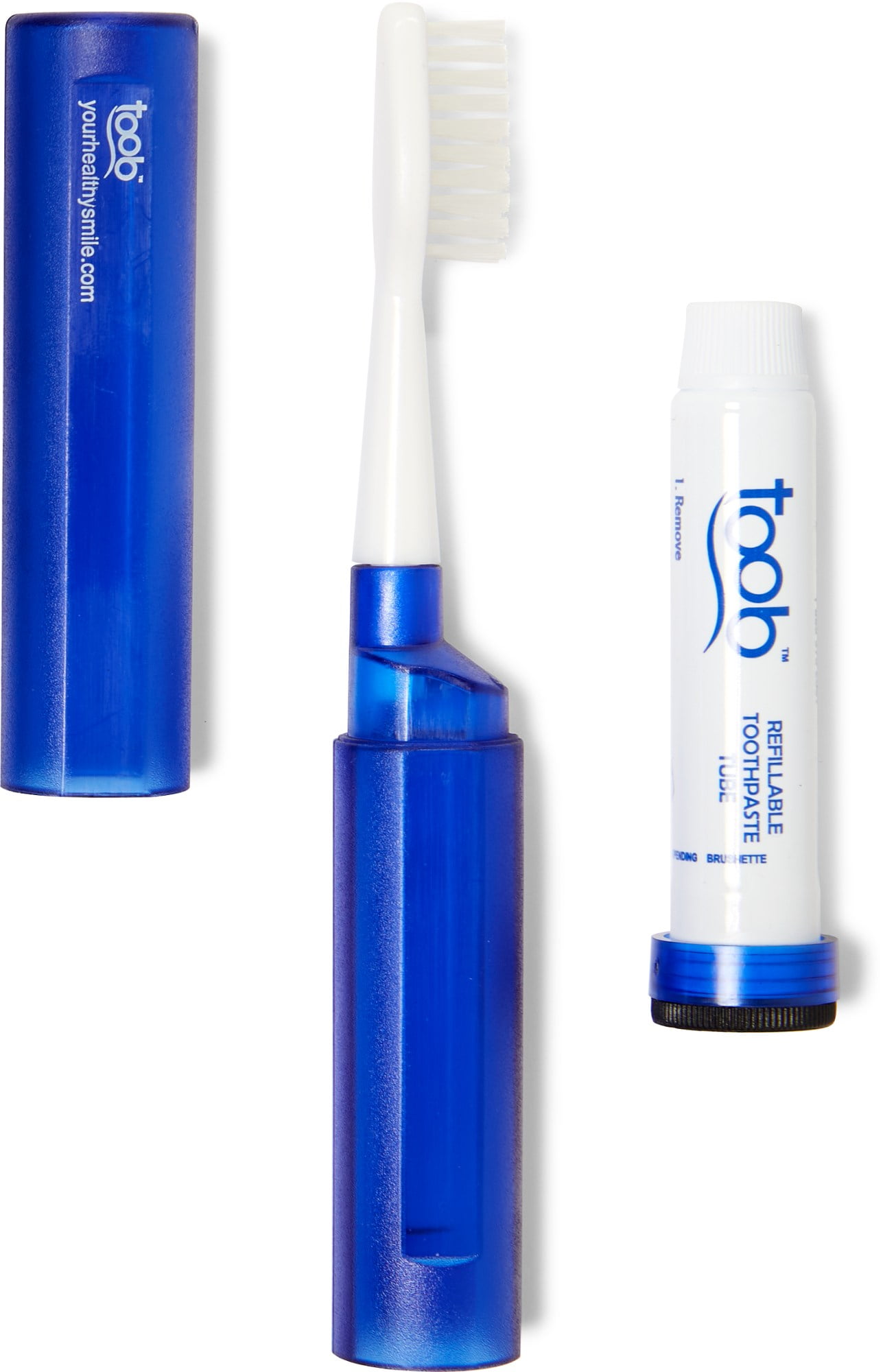 Travel Toothbrush with Refillable Travel-Sized Toothpaste Tube and ...