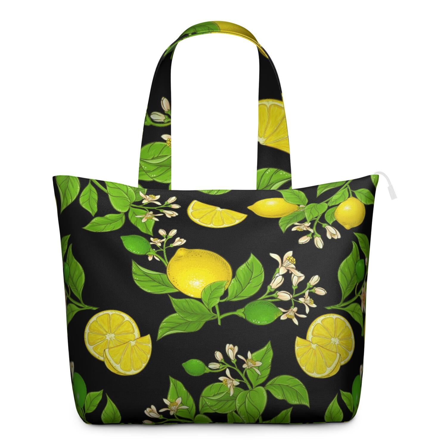 Travel Tote Bag with Modern Lemon Bright Floral Prints Large Capacity ...