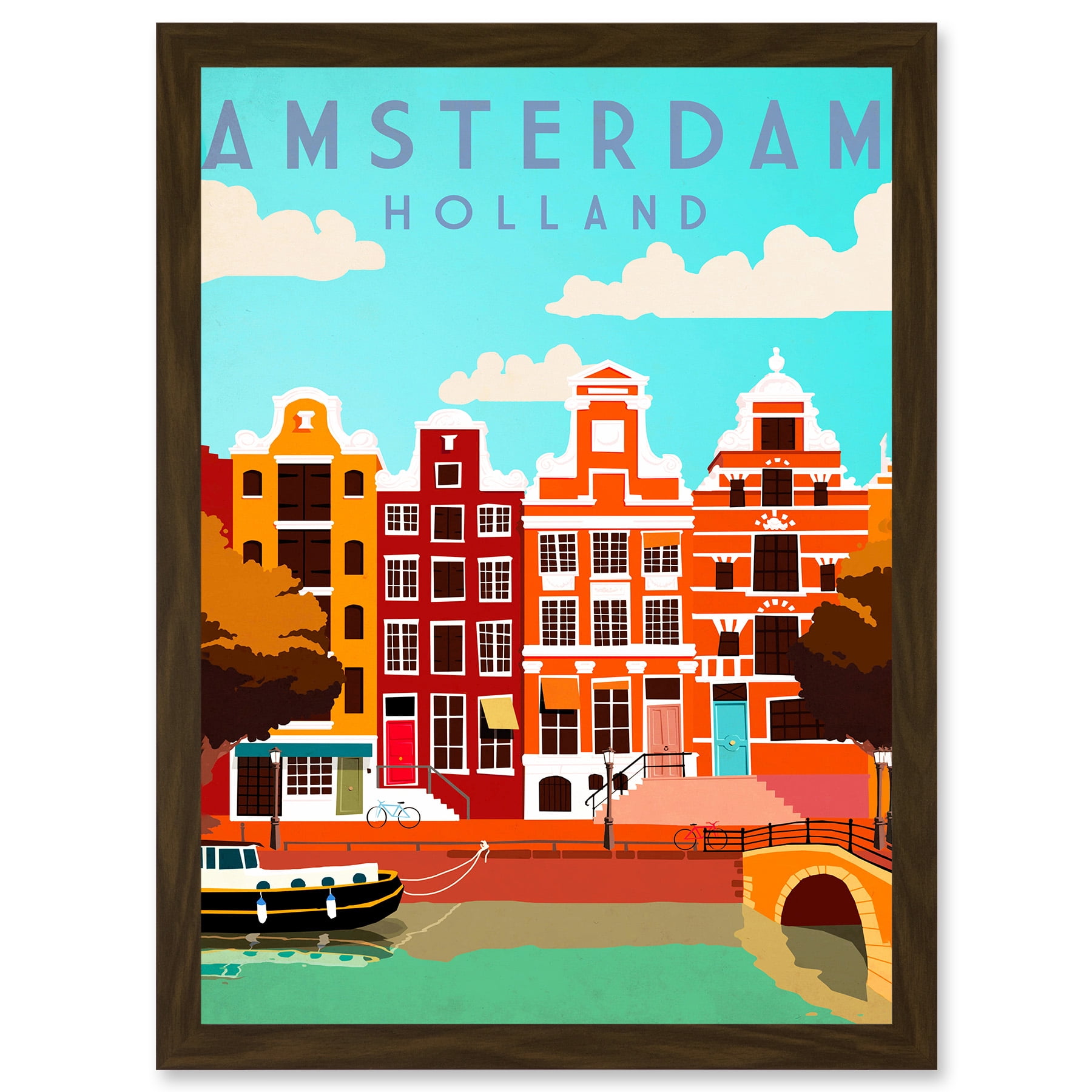 Travel Tourism Amsterdam Holland Netherlands Canal Boat Houses ...