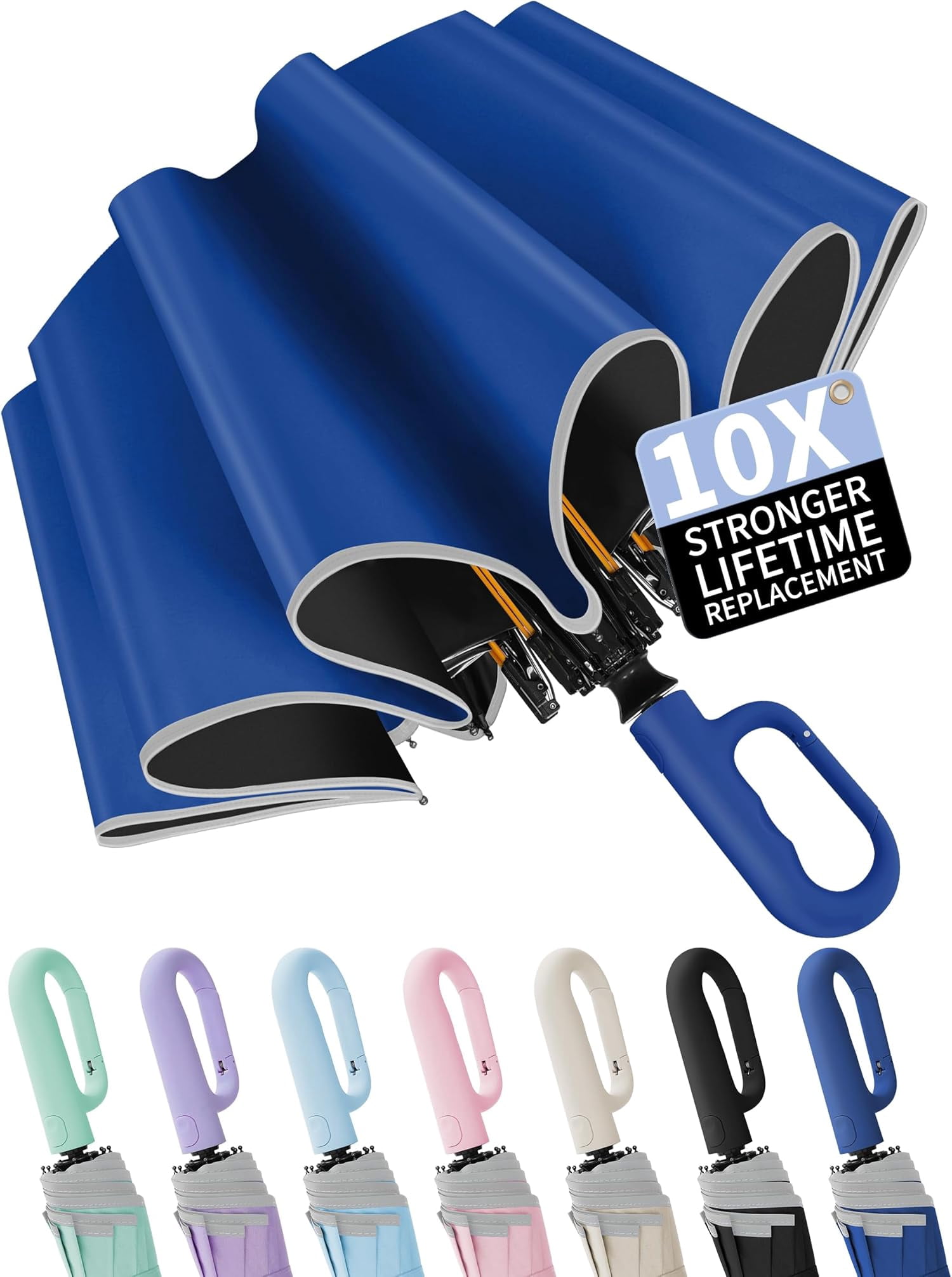 Travel Umbrella with Carabiner Handle, Windproof Large Umbrellas for ...