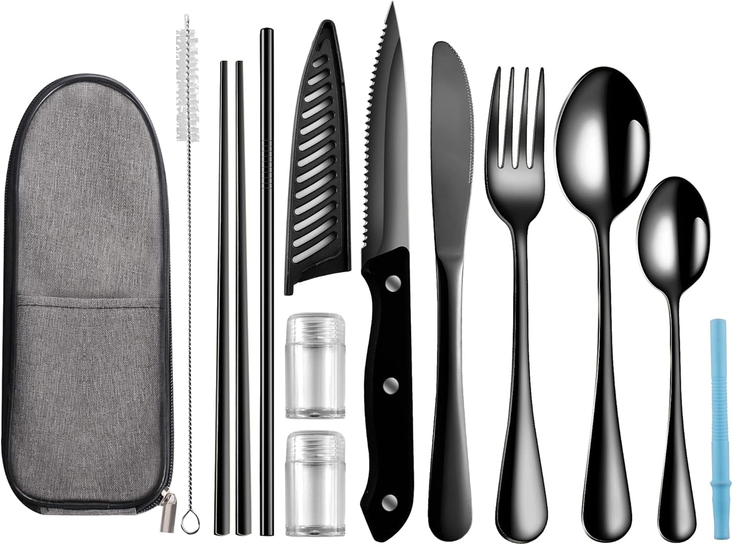 Travel Utensil Set with Case - Reusable Stainless Steel Cutlery for ...