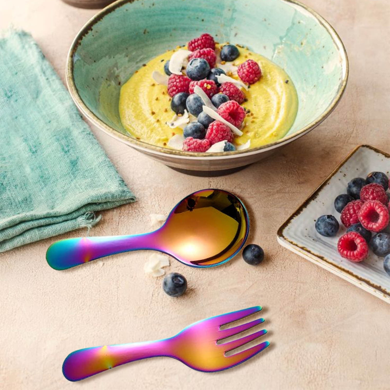 Travel Utensils with Case, Portable Multicolor Stainless Steel Cutlery ...