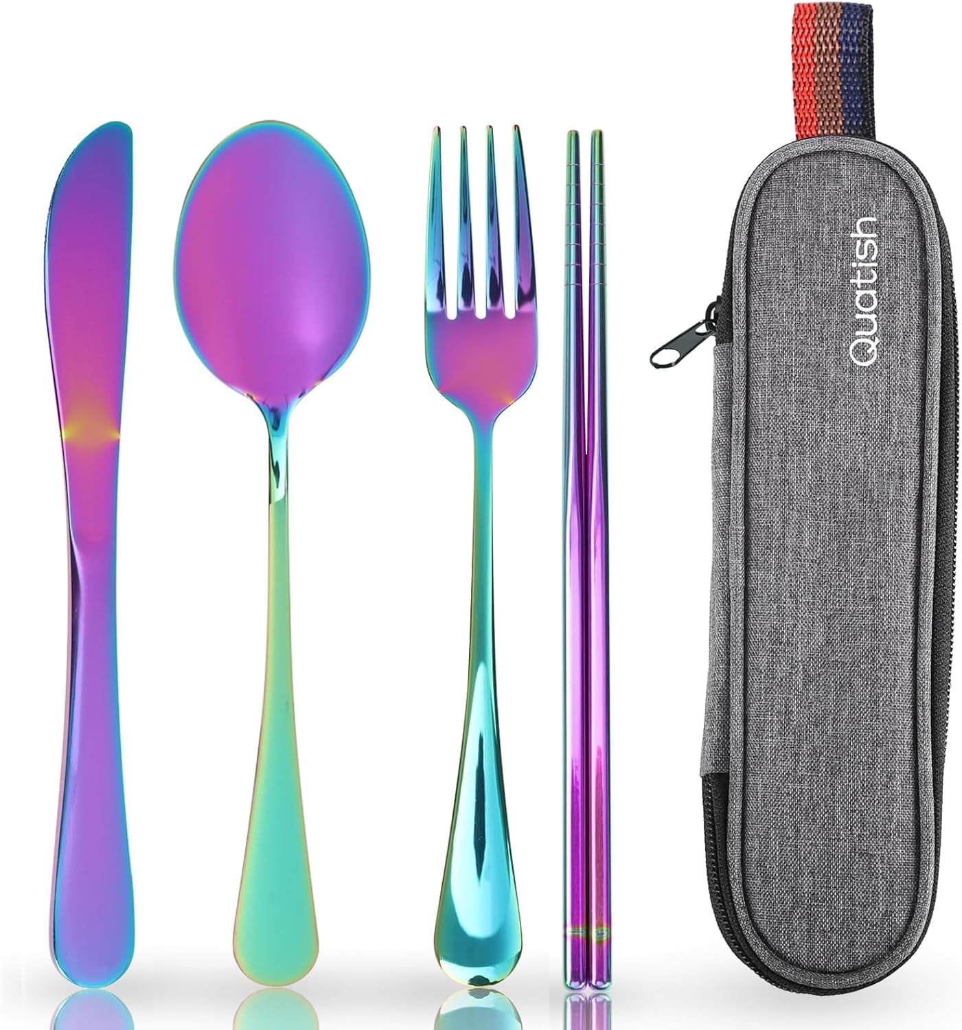 Travel Utensils with Case, Portable Silverware Set for Work, Stainless ...