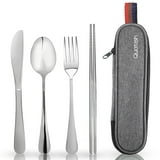 Quatish, Travel Utensils with Case, 304 Stainless Steel, Silver ...