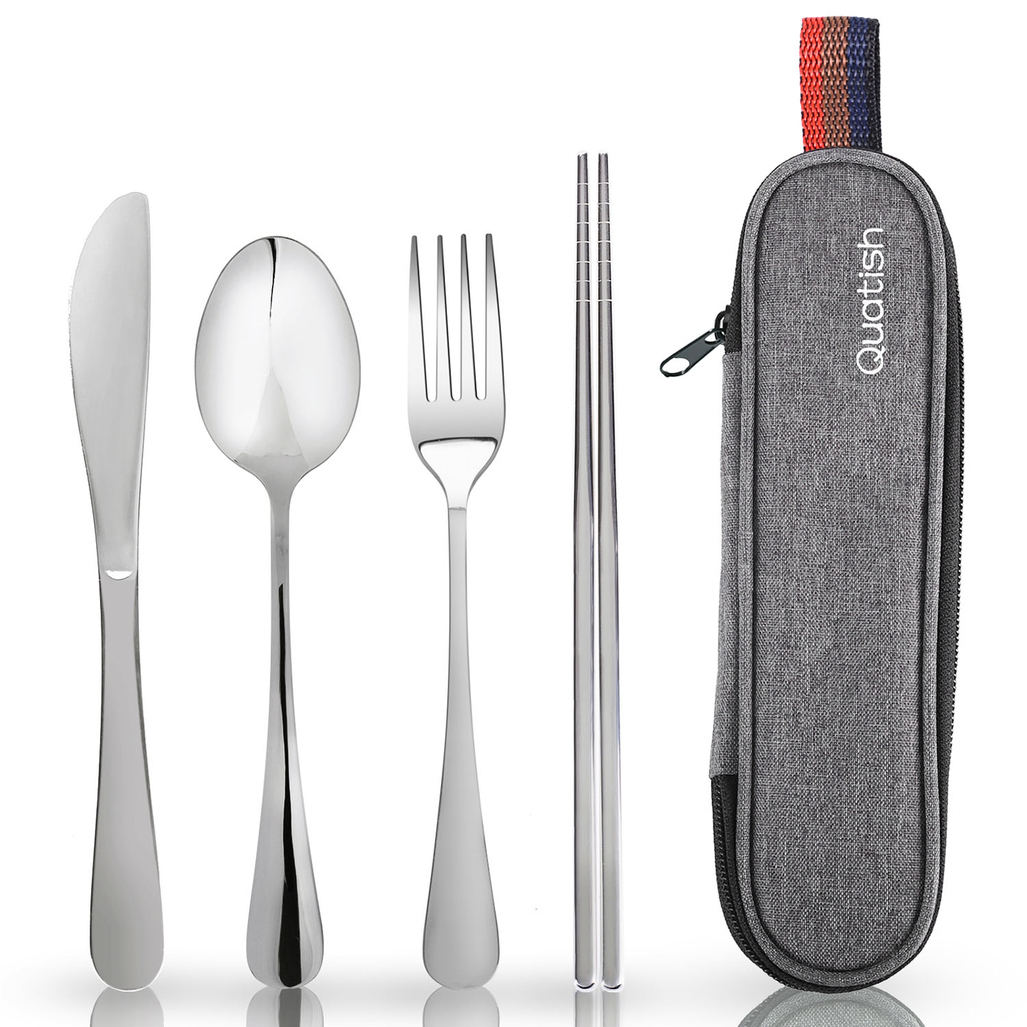 Reusable Utensils Set with Case, Plastic Cutlery Set Forks Spoon ...
