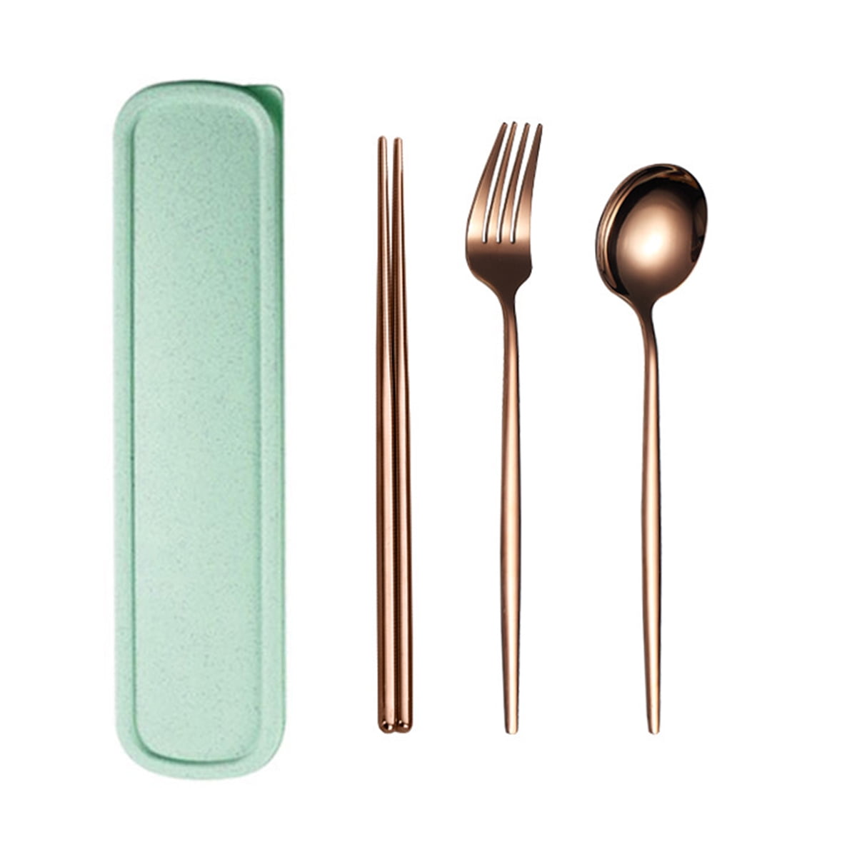 Travel Utensils Set, Portable Utensils with Case, Chopsticks Fork Spoon ...
