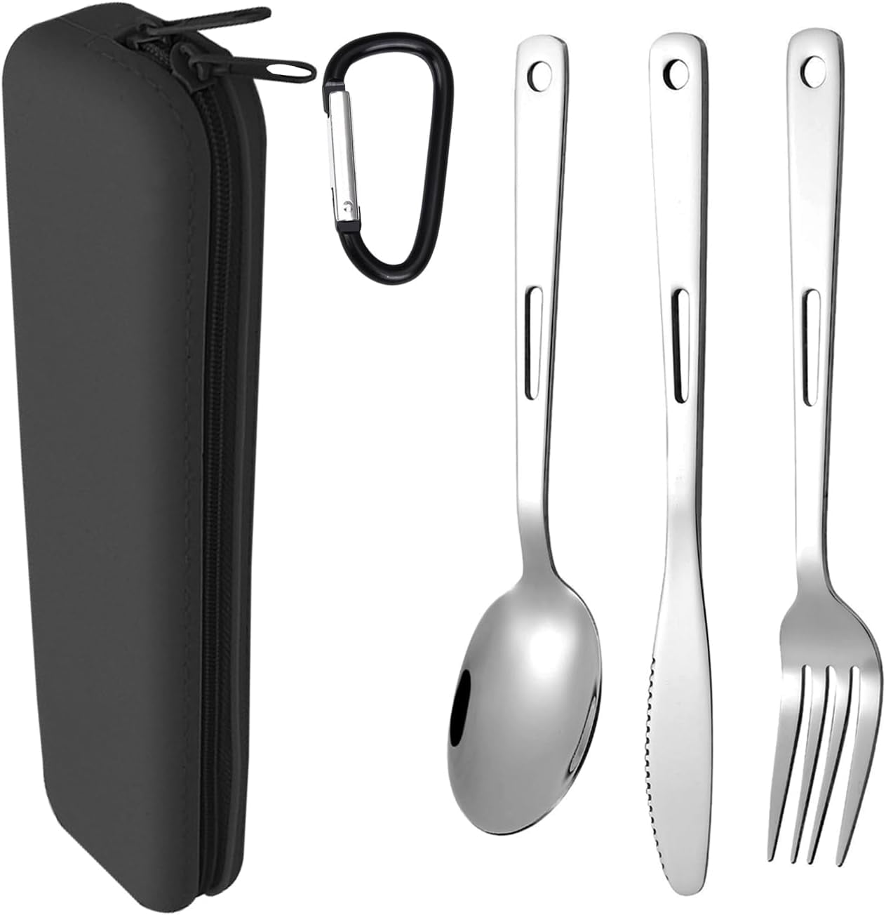 Travel Utensils Set with Case, Stainless Silverware Set for Work Lunch ...