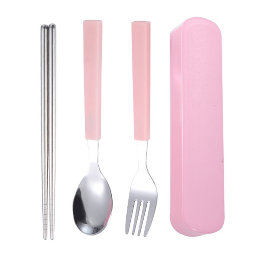 Handle Stainless Steel Flatware Set Portable Reusable Cutlery Set with ...