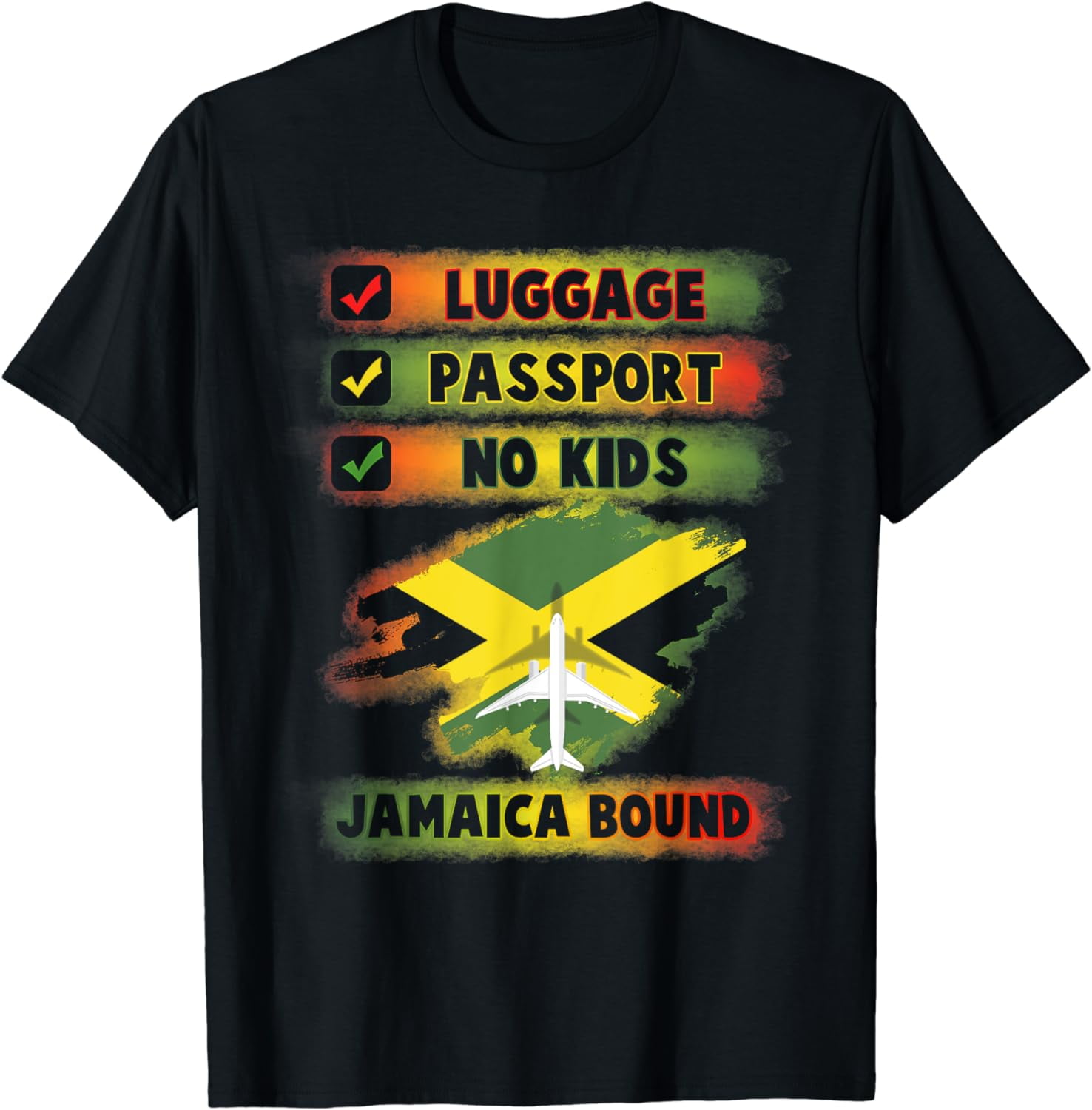 Travel Vacation To Jamaica Bound Luggage Passport No Kids T-Shirt - Walmart.com