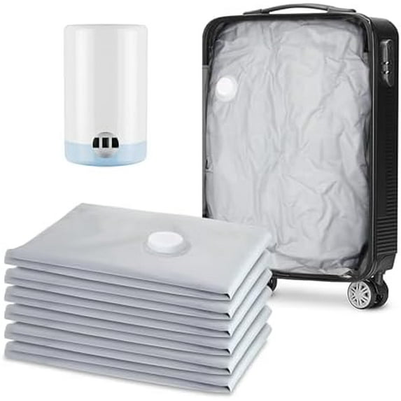 Travel Vacuum Bags for Luggage, 6 Large Reusable Compression Bags with ...