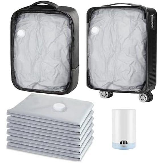 Travel Vacuum Bags for Luggage and Backpack, 6 Medium Reusable ...