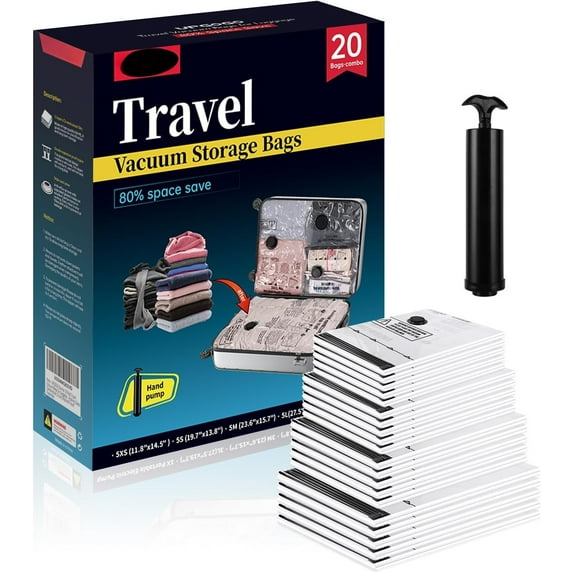 Travel Vacuum Bags for Luggage with Hand Pump,Vacuum Seal Bags for ...