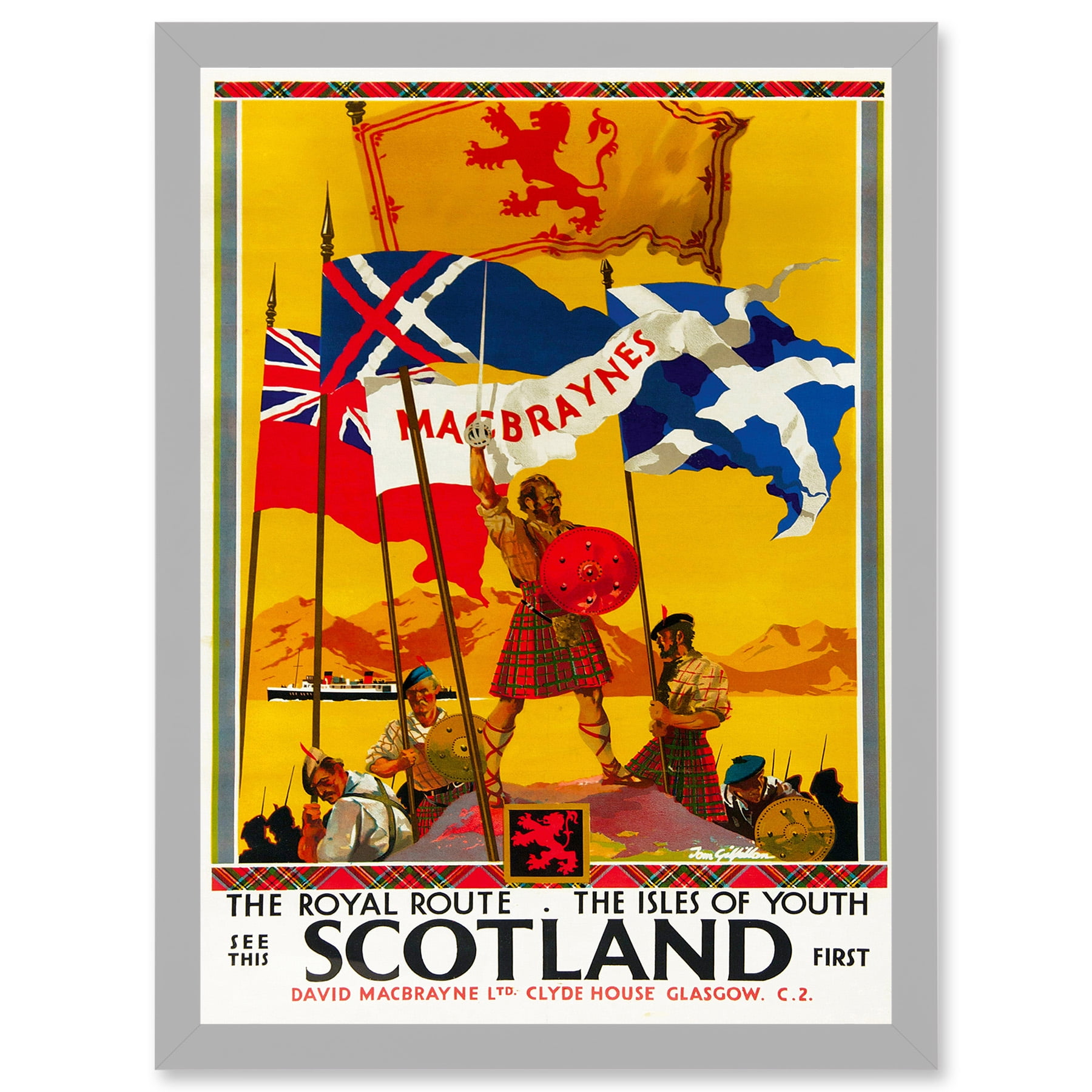 Travel Vintage Advert Scotland Tourism Flags William Wallace Royal ...