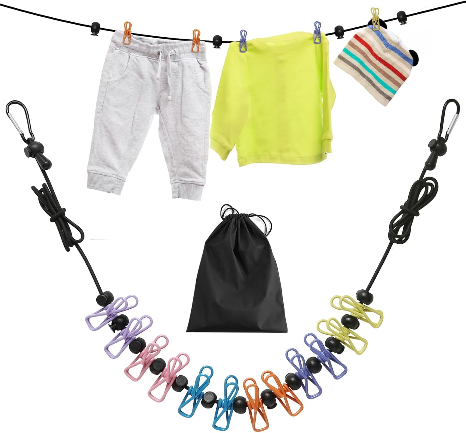 Travel Washing Line, Portable Clothes Line, Adjustable Elastic Travel ...