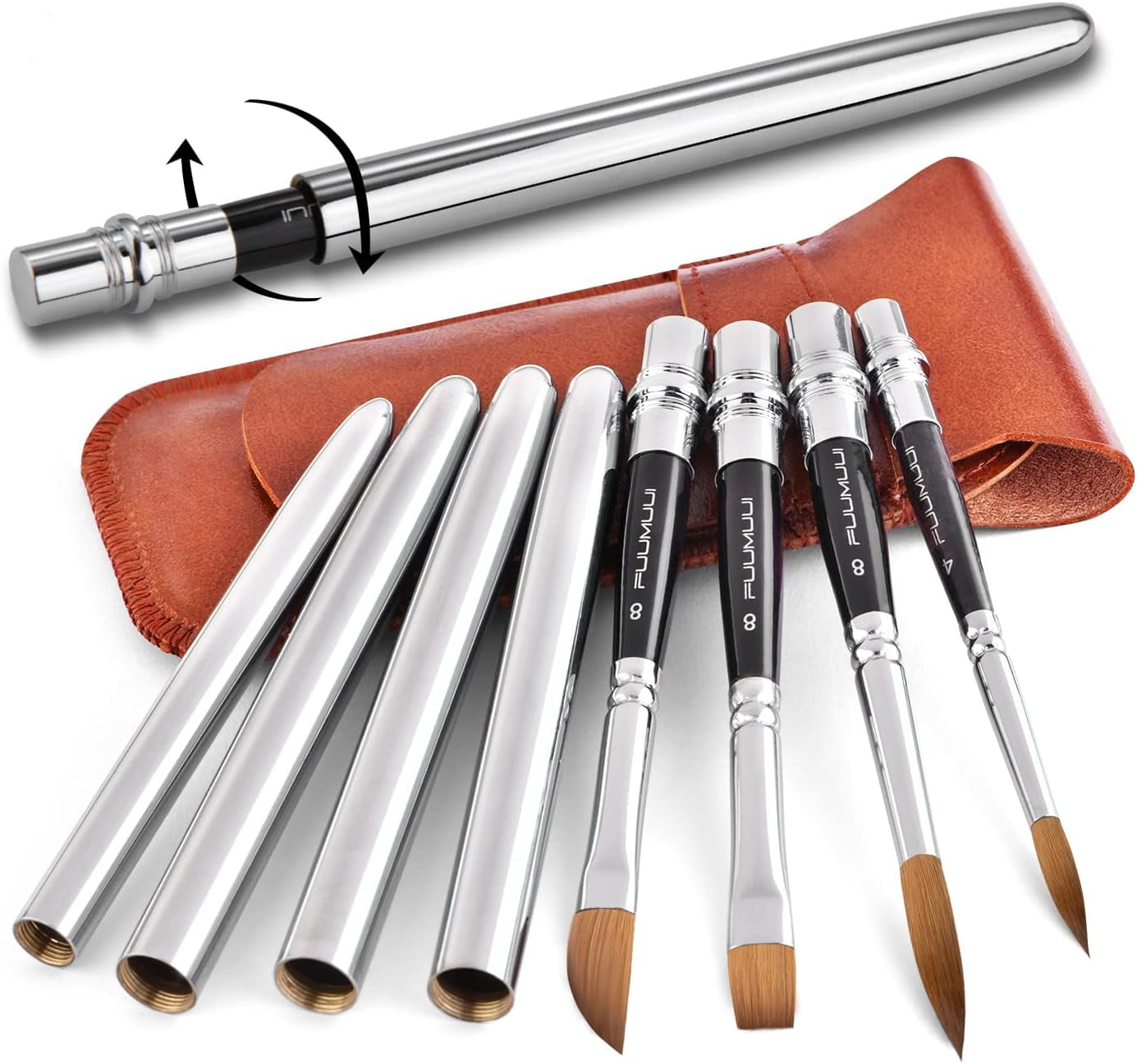 Travel Watercolor Brushes, 4pcs Professional Sable Kolinsky Watercolor ...
