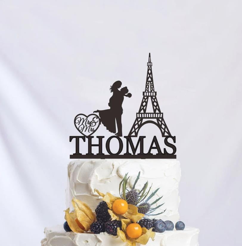 Travel Wedding Cake Topper, Eiffel Tower Cake Topper, Traveling Party ...