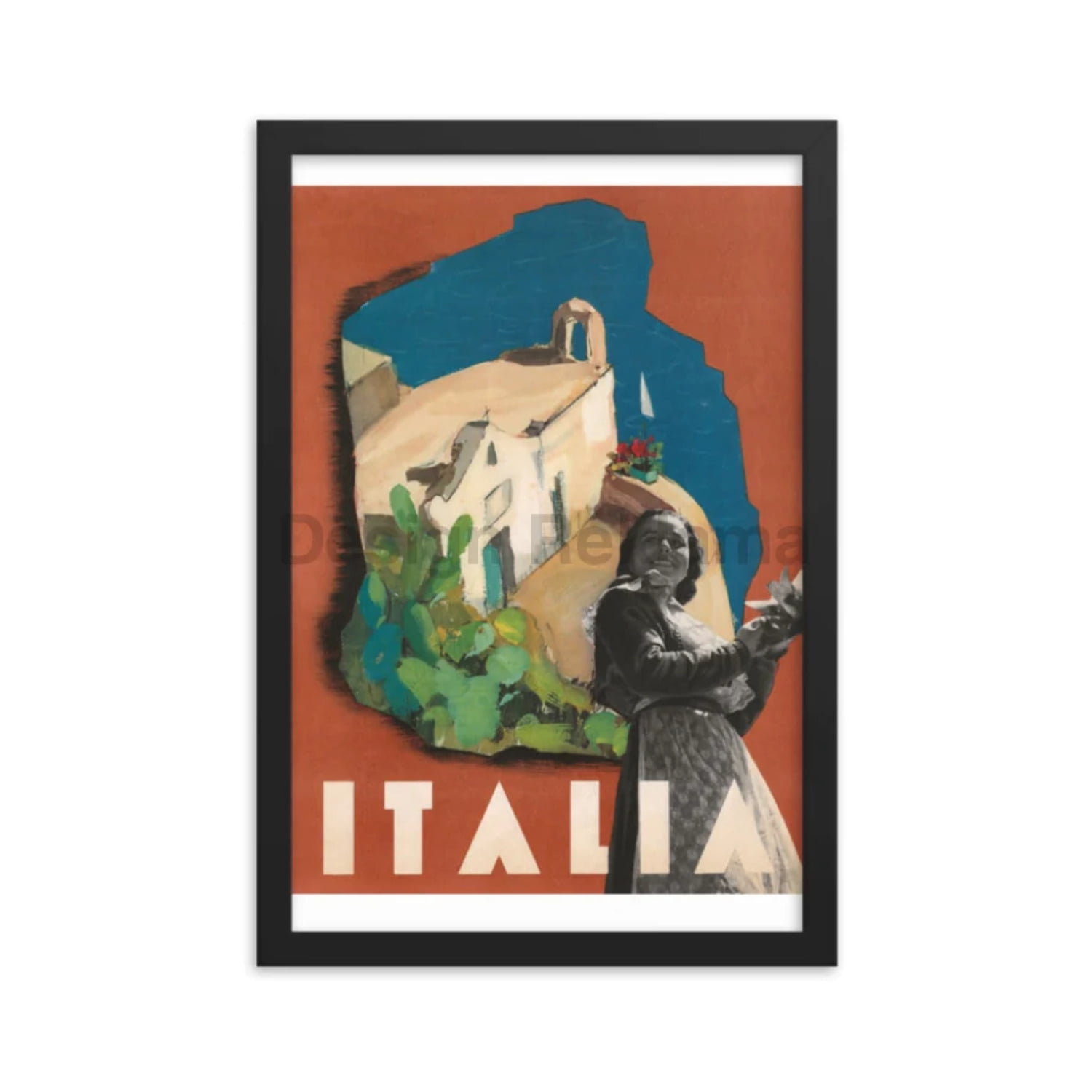 Travel in Italy, 1938. Framed Vintage Travel Poster - Walmart.com