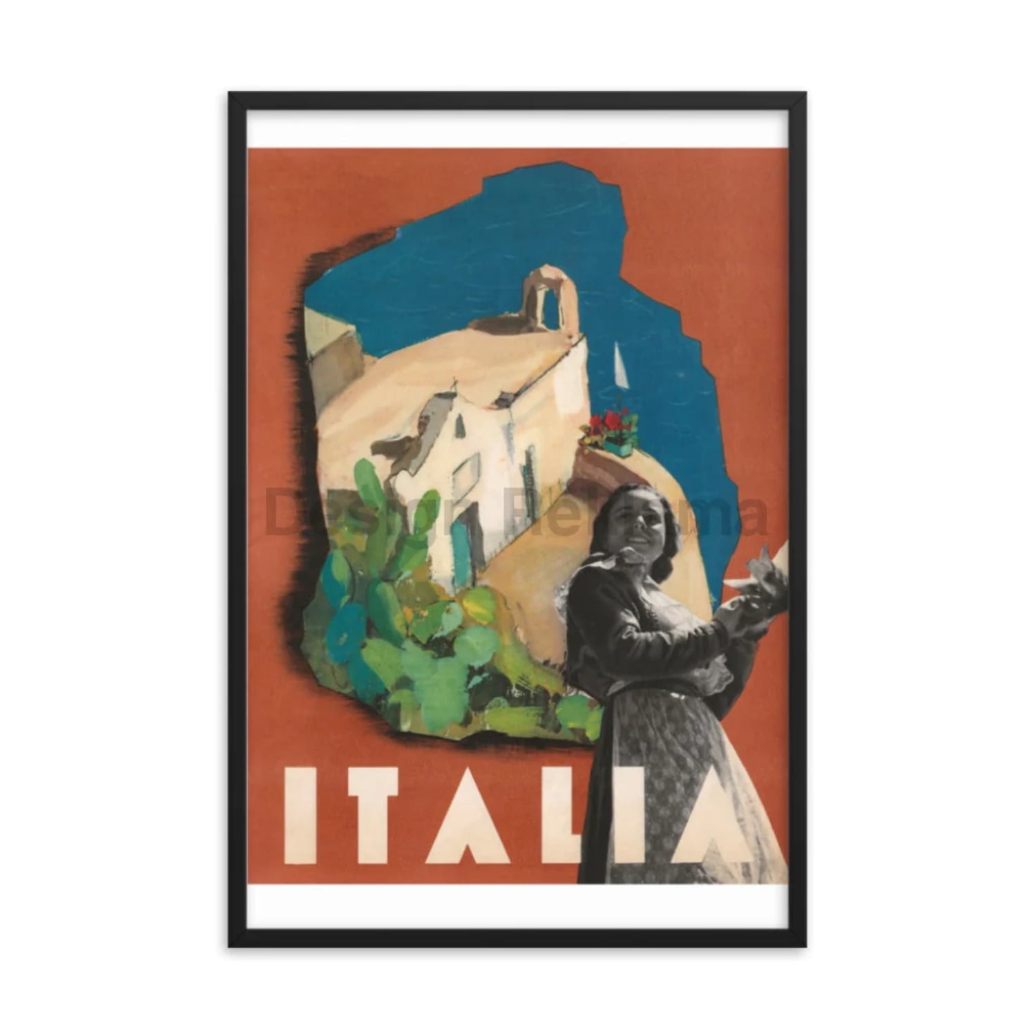 Travel in Italy, 1938. Framed Vintage Travel Poster - Walmart.com