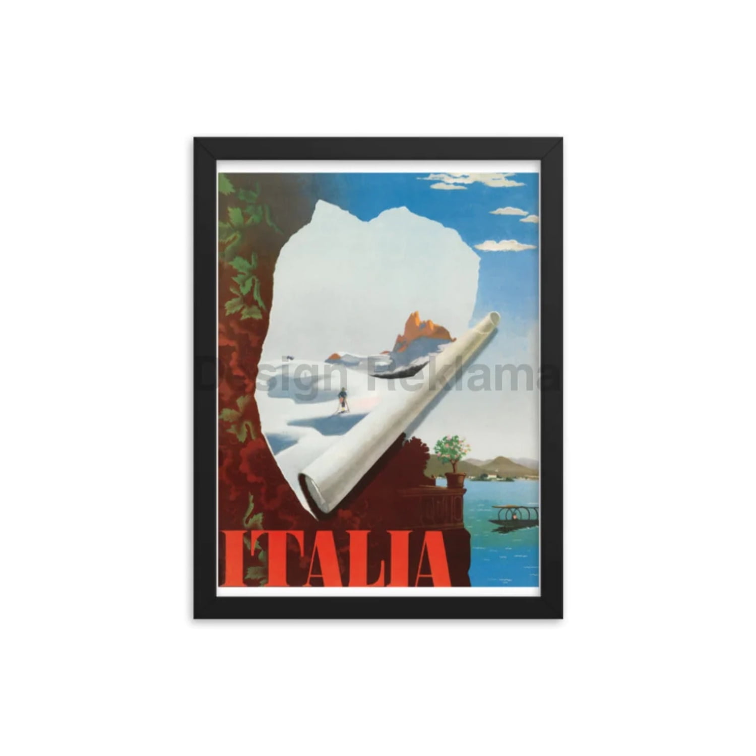 Travel in Italy, 1938. Framed Vintage Travel Poster - Walmart.com