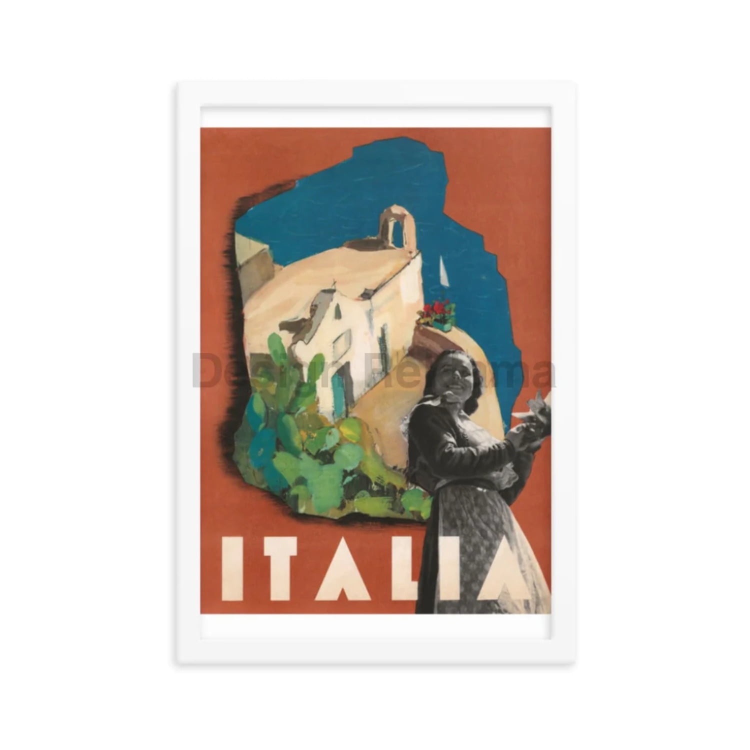 Travel in Italy, 1938. Framed Vintage Travel Poster - Walmart.com