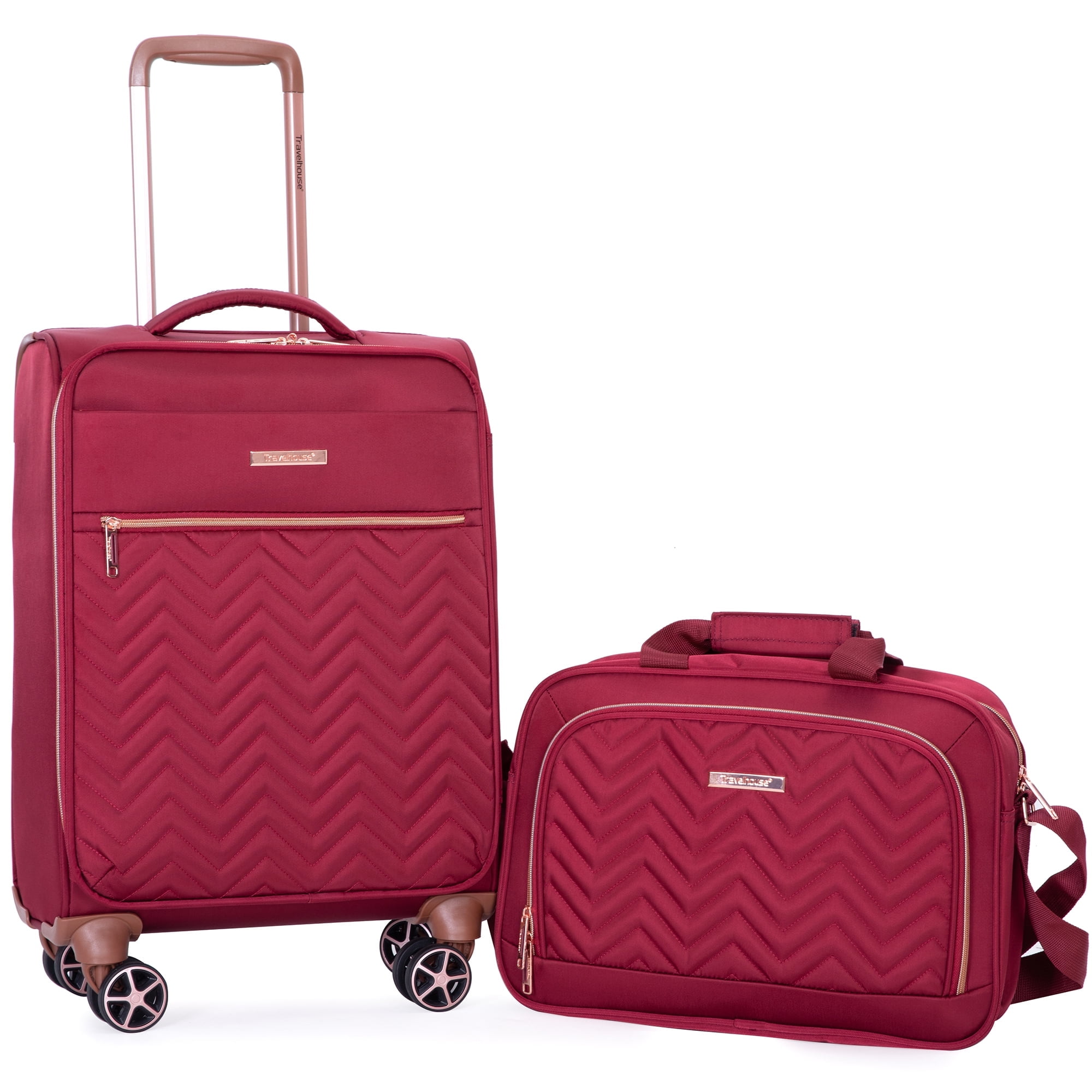 Travelhouse 2 Piece Carry On Luggage Softside Lightweight Suitcase with ...