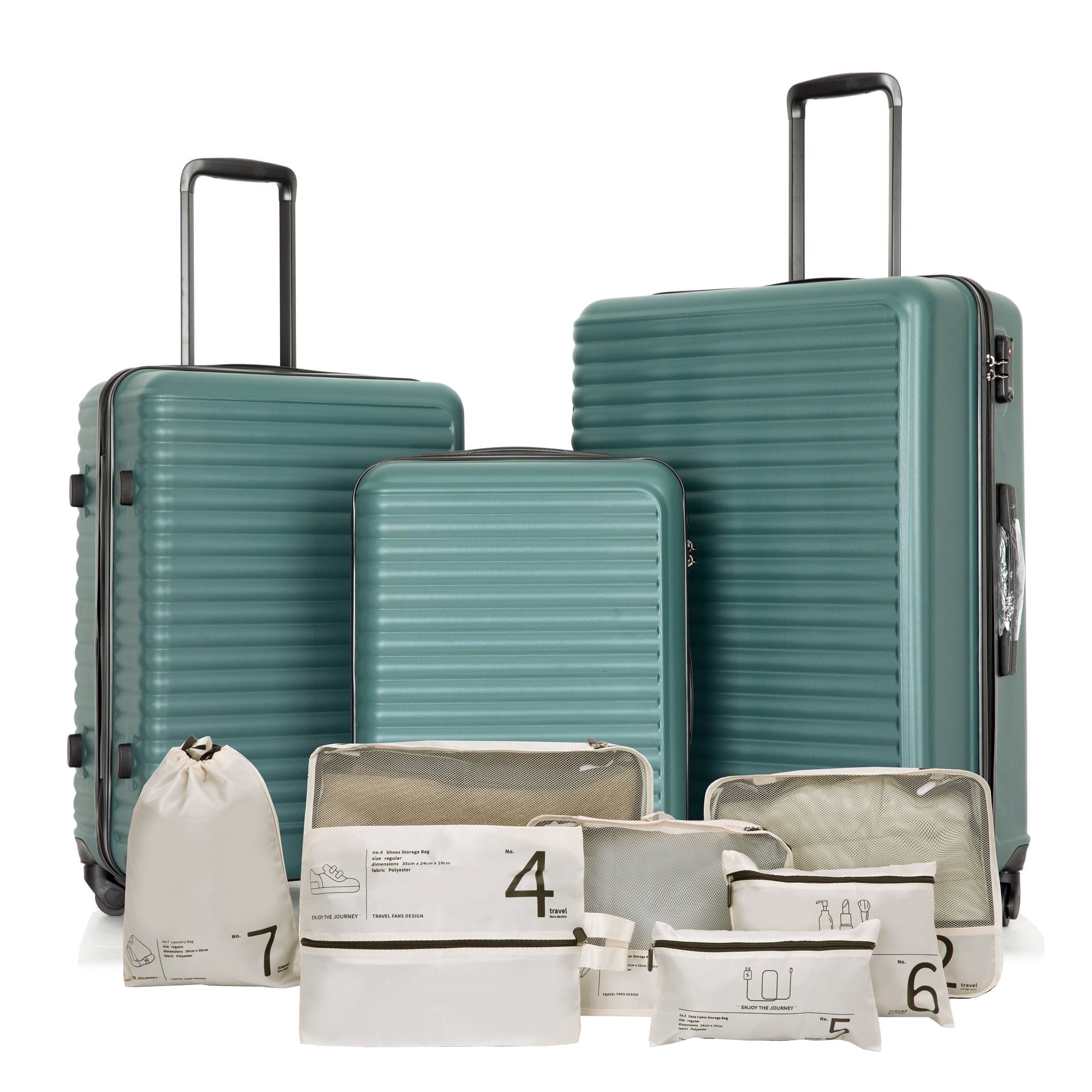 Travelhouse 3 Piece Hardside Luggage Set Hardshell Lightweight Suitcase ...