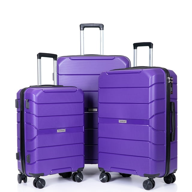 Travelhouse 3 Piece Hardside Luggage Set Hardshell Lightweight Suitcase ...