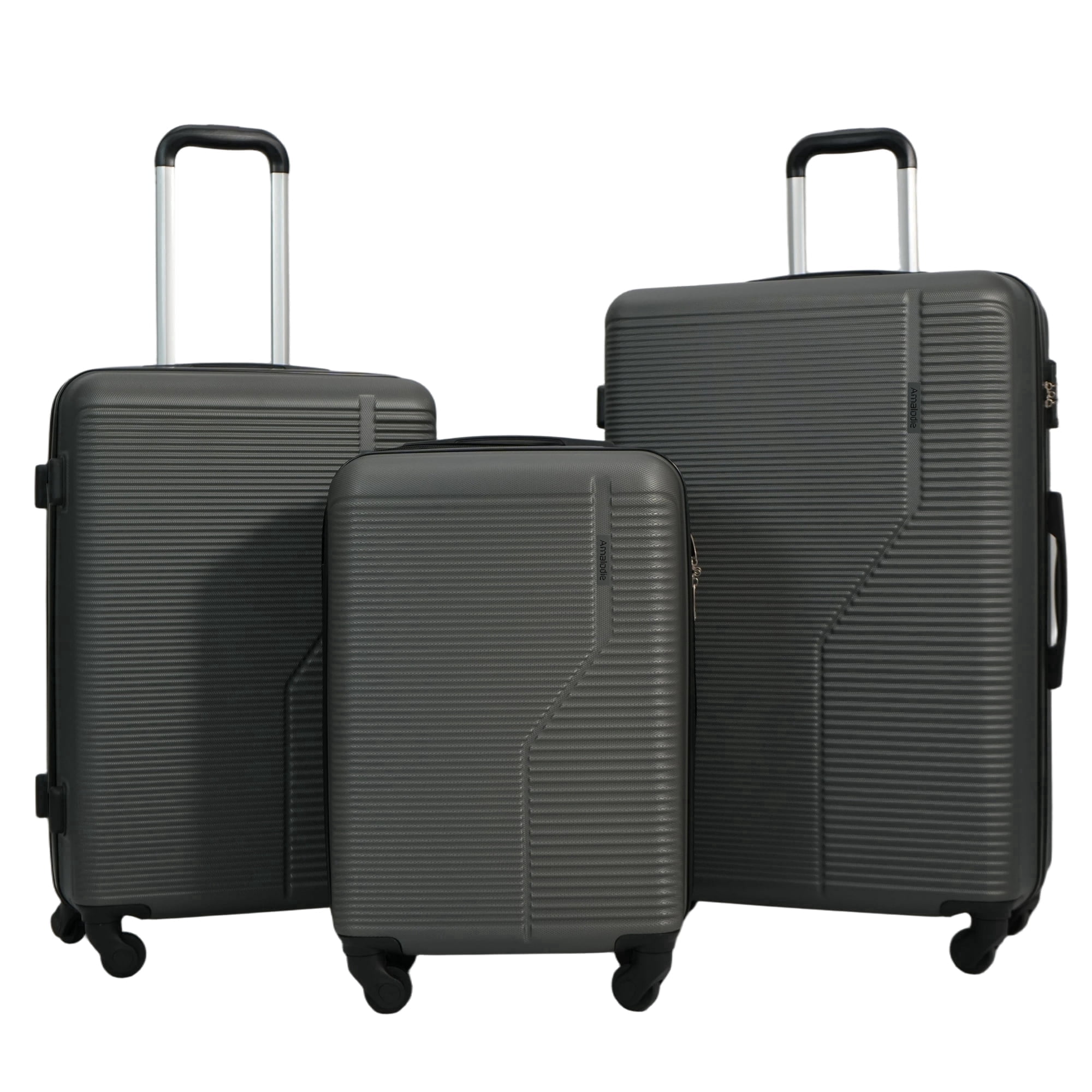 Travelhouse 3 Piece Hardshell Lightweight Suitcase Set, Double Spinner ...