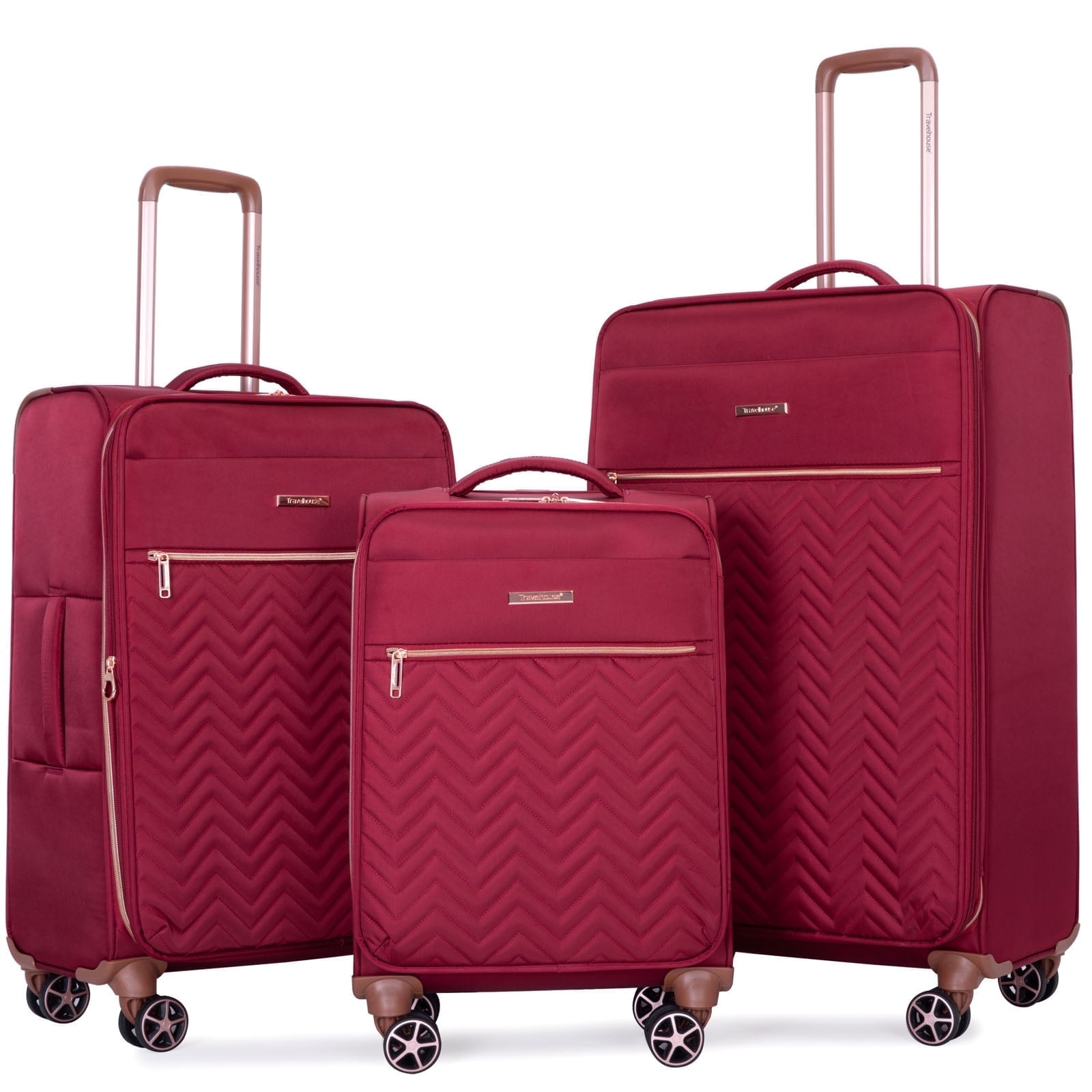 Travelhouse 3 Piece Luggage Set Softside Expandable Lightweight ...